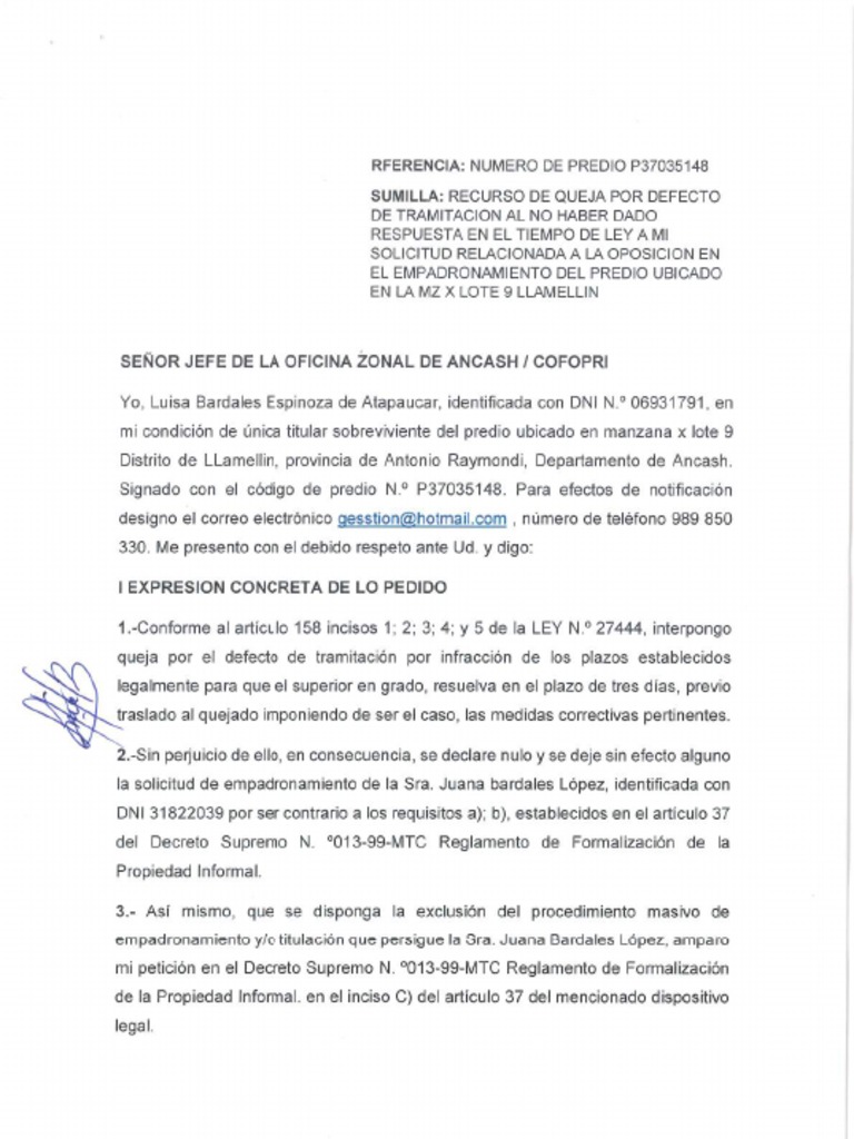 Recurso de Queja de Luisa Bardales | PDF