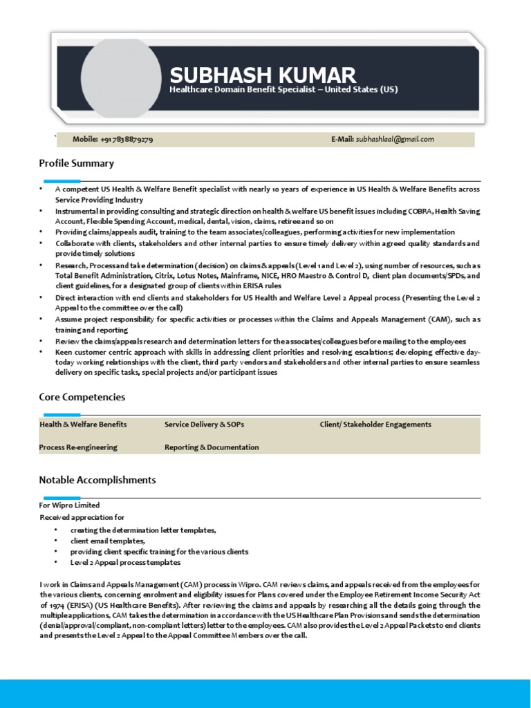 Subhash Kumar: Profile Summary | PDF | Consultant | Employment