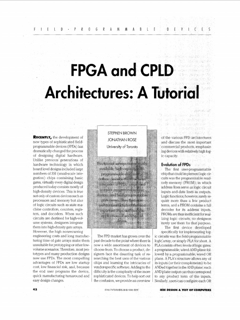 Fpga & CPLD Tutorial | PDF | Field Programmable Gate Array | Logic Gate Fpga & CPLD Tutorial | PDF | Field Programmable Gate Array | Logic Gate