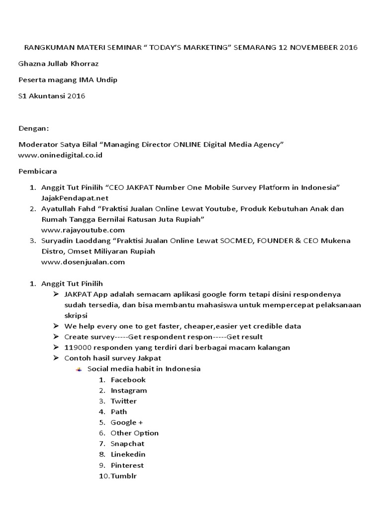 Rangkuman Materi Seminar | PDF