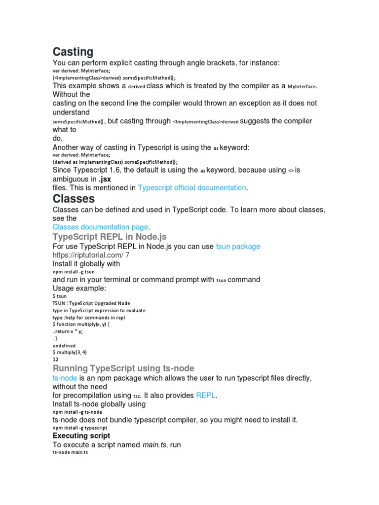 Casting Typescript Repl In Node Js Pdf Class Computer