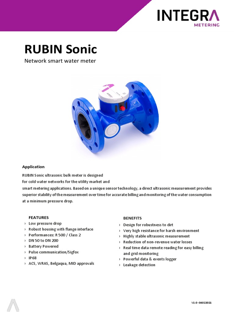 Ficha Técnica Macromedidor Ultrasónico Integra - Rubin Sonic | PDF ...