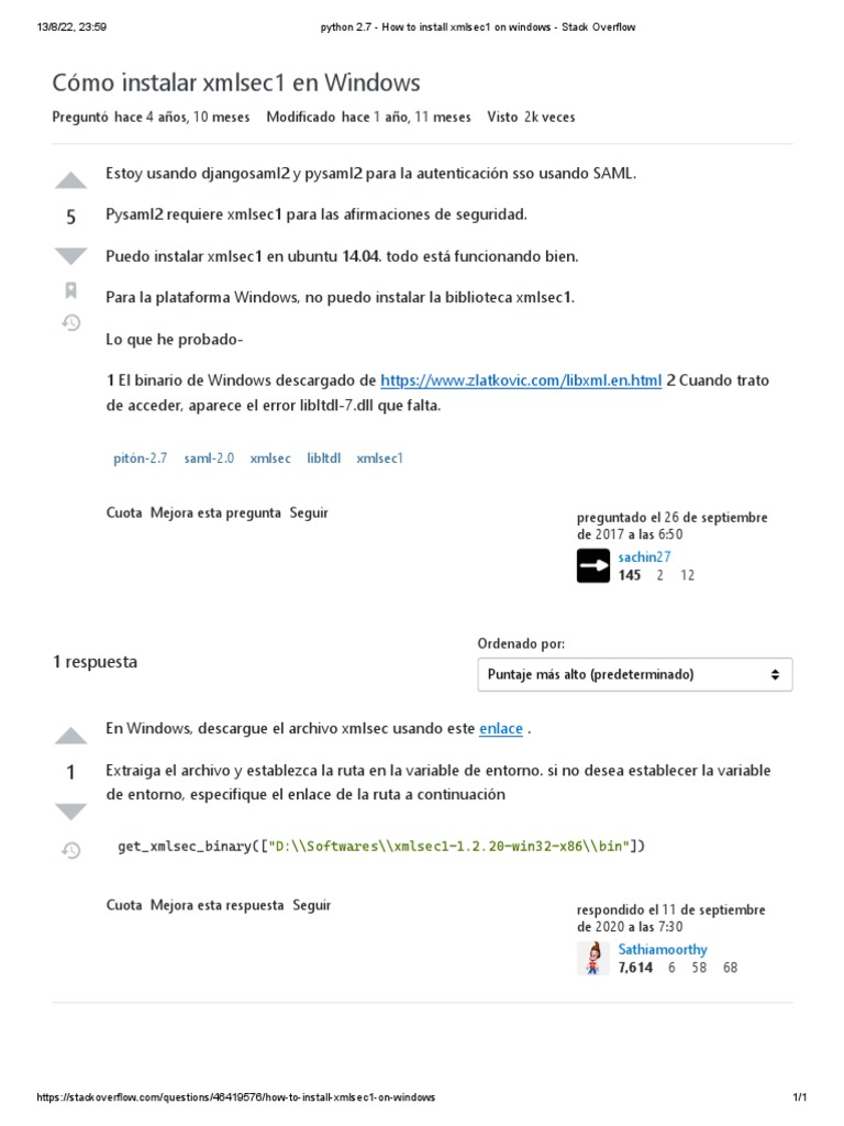 Python 2.7 - How To Install Xmlsec1 On Windows - Stack Overflow | PDF | Informática ...