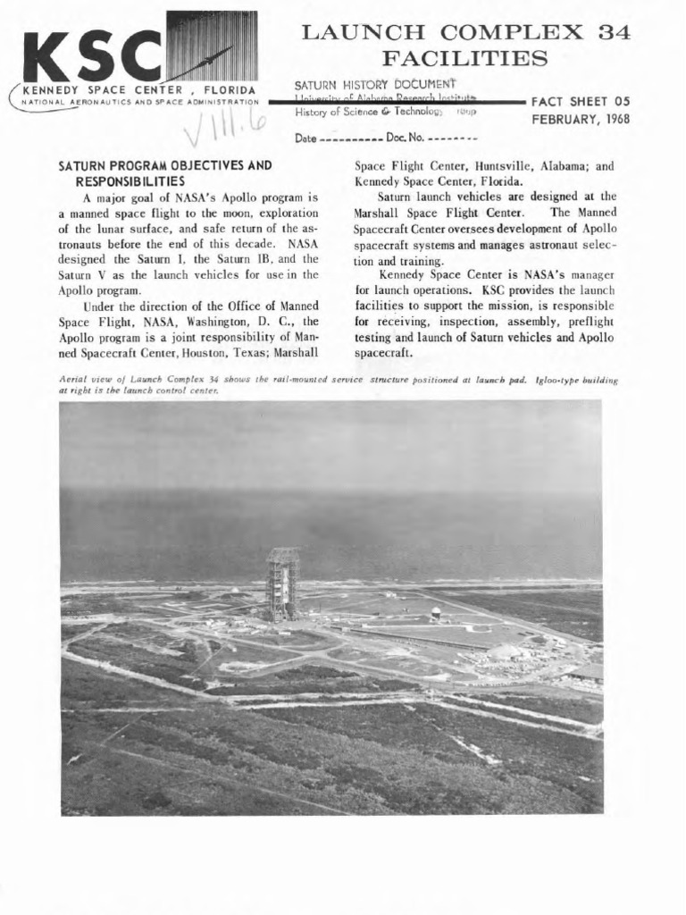 Launch Complex 34 Facilities | PDF | Saturn Ib | Apollo Program