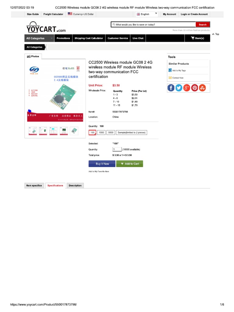 GC08 CC2500 Wireless Module | PDF