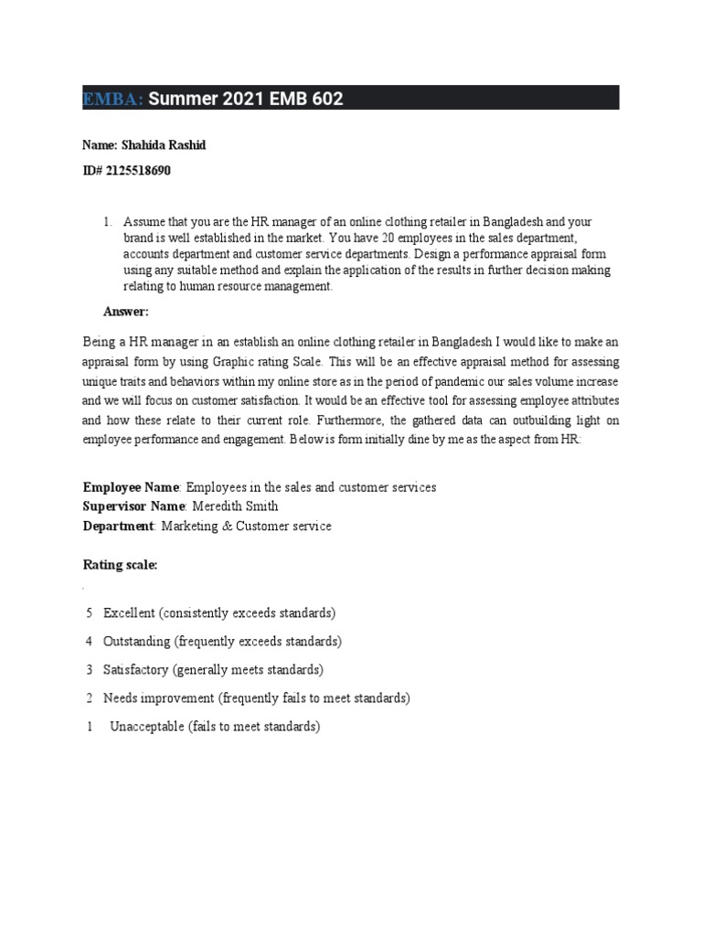 Shahida Rashid HR Final | PDF | Performance Appraisal | Disciplines