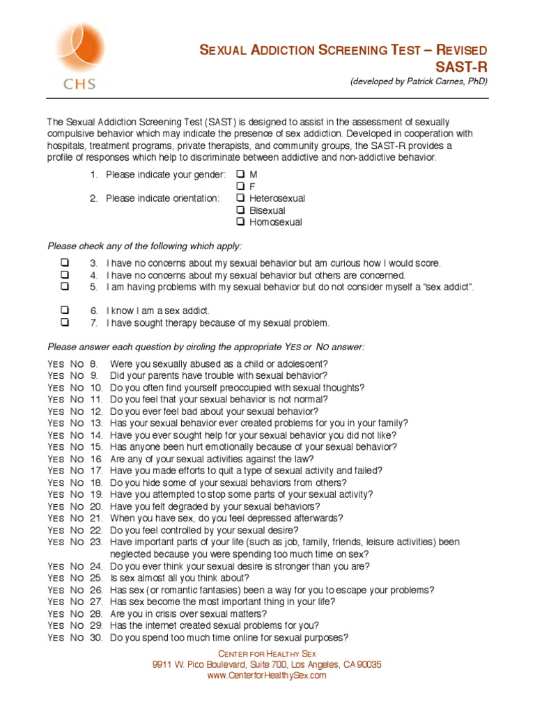 Sex Addiction Screening Test 1 | PDF | Sexual Addiction | Human Sexual ...