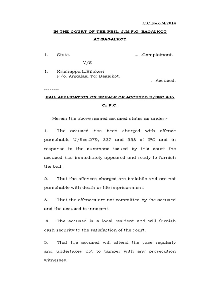 CC674 of 14 279,337,338 IPC BAIL | PDF | Bail | Public Sphere