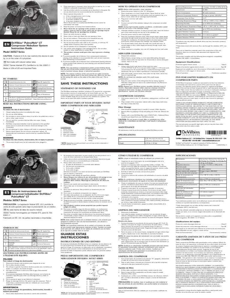Manual Nebulizador Devilbiss 3655LT | PDF