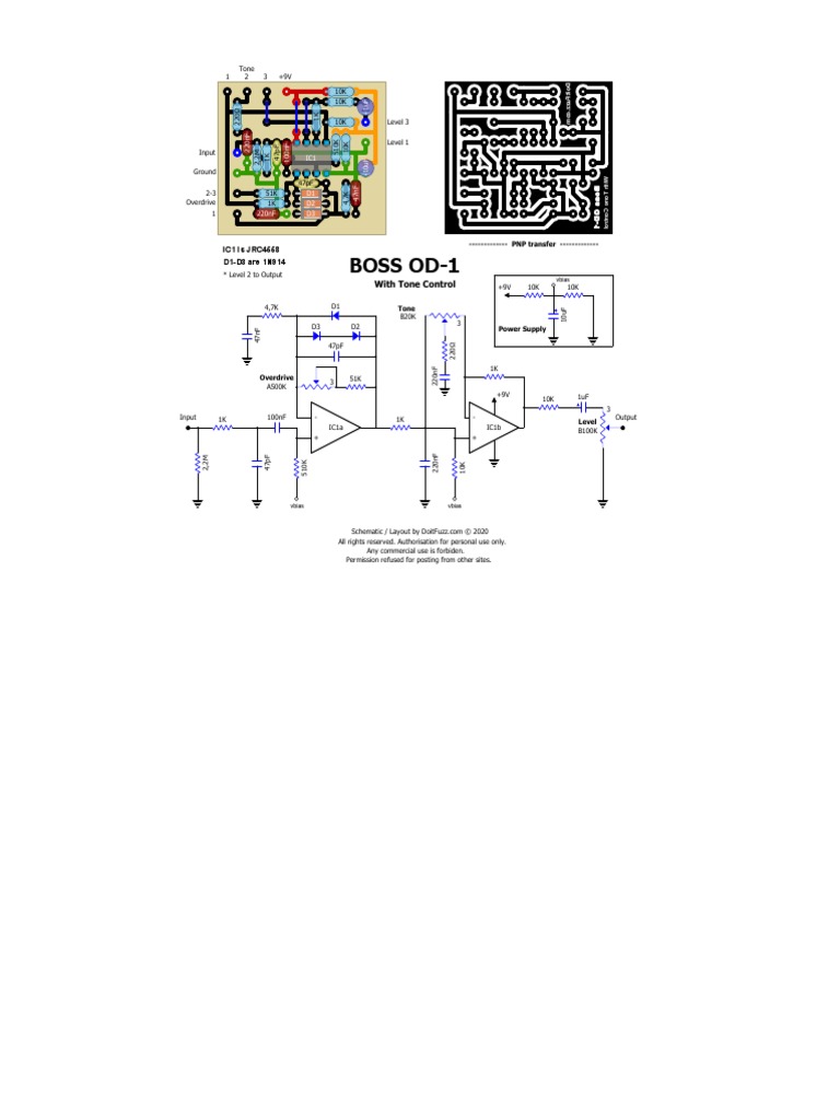 Boss OD-1 Tone Control MOD - Schematic | PDF | Electrical Engineering ...