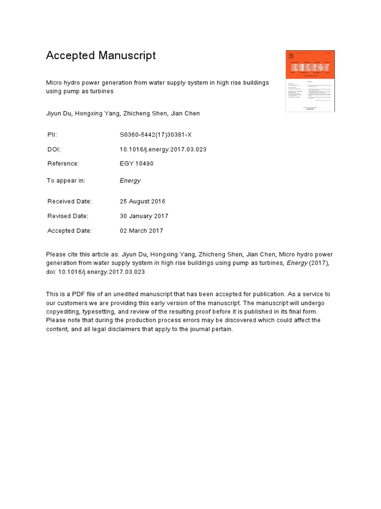 Accepted Manuscript | PDF | Navier–Stokes Equations | Energy Technology