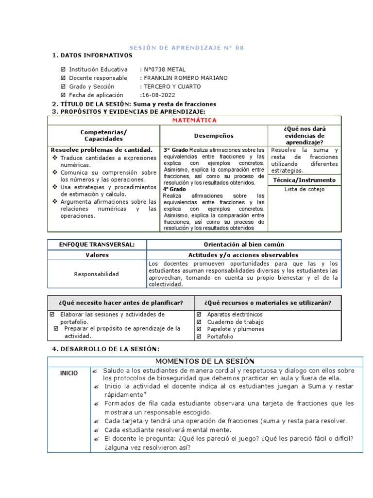 SESIÓN DE APRENDIZAJE MATEMATICA | PDF | Flores | Aprendizaje
