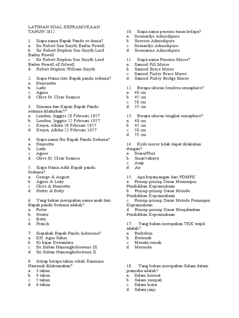 Bank Soal Pramuka - 2 | PDF