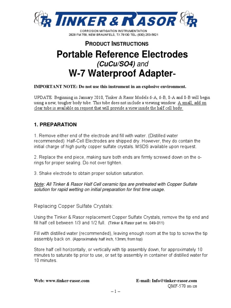 Copper Sulfate Electrodes Instructions 05.28.20 | PDF | Electrical ...