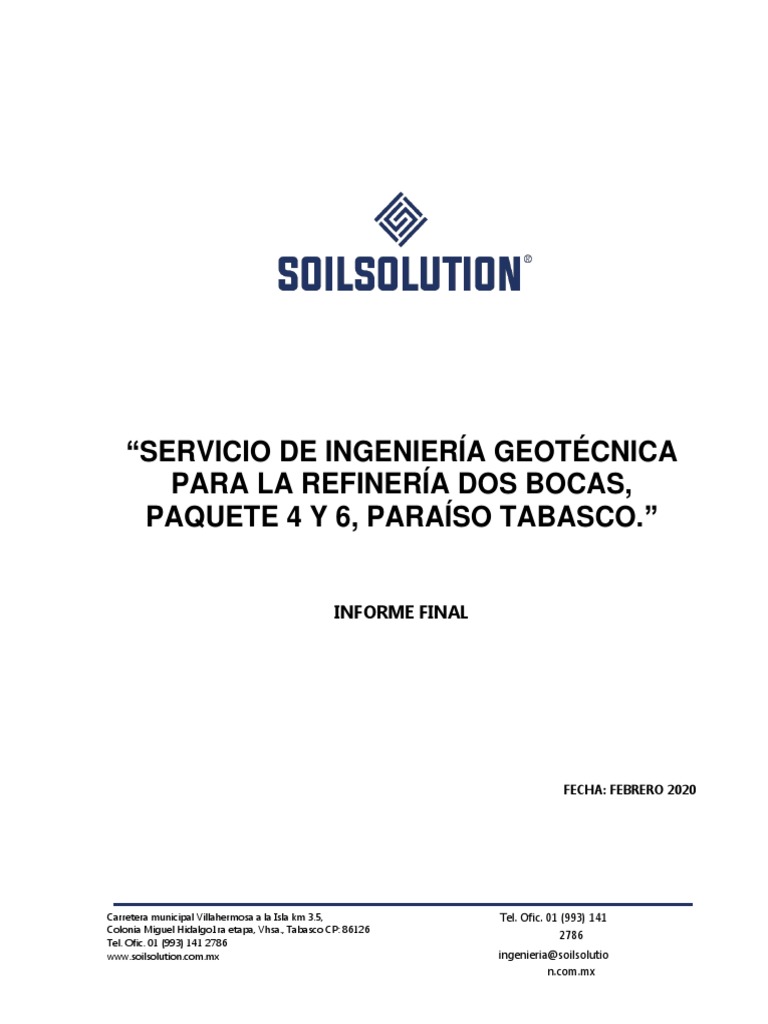 So-Ing-p01-Kbr Informe Esp Part 1 | PDF | Fundación (Ingeniería) | Petróleo