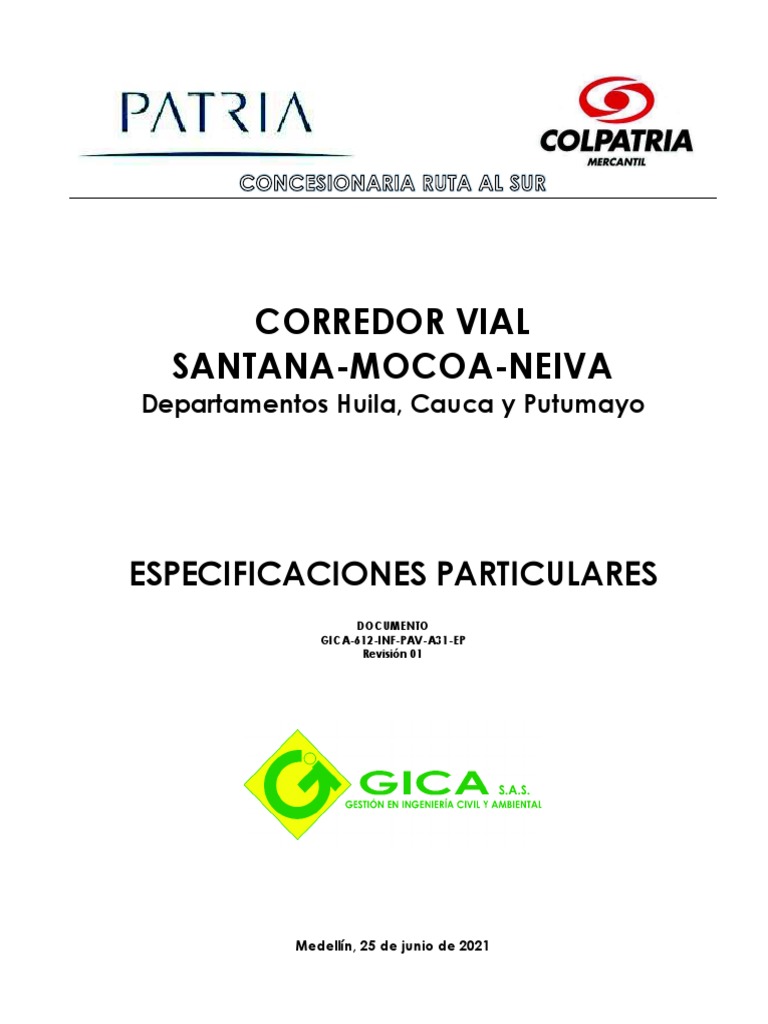 Anexos (EPC Ruta Al Sur) - Especificaciones Particulares | Descargar ...