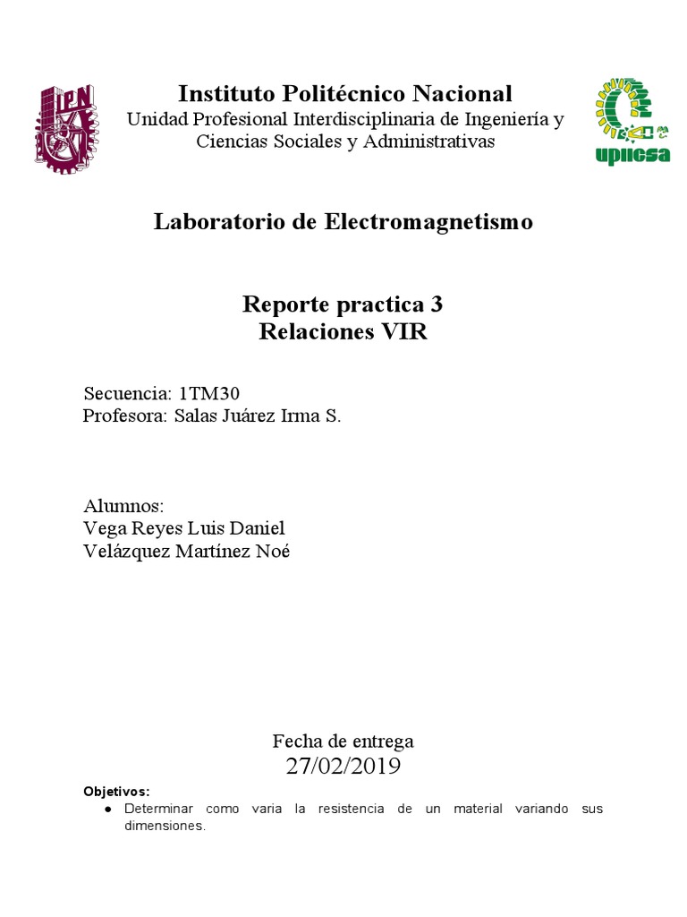 Practica 3 Electro | PDF | Resistencia Eléctrica y Conductancia | Corriente eléctrica