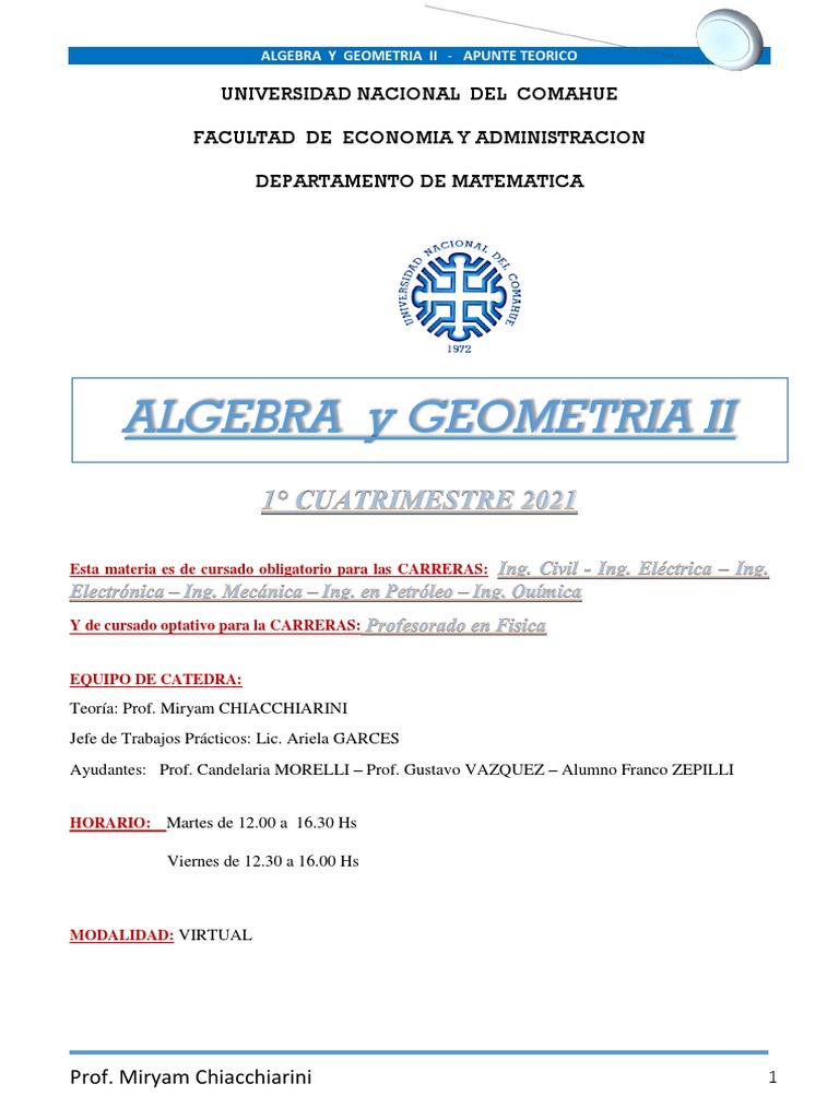 AyG 2 - 1C 2021 - Cond Cursada | PDF | Número complejo | Valores ...