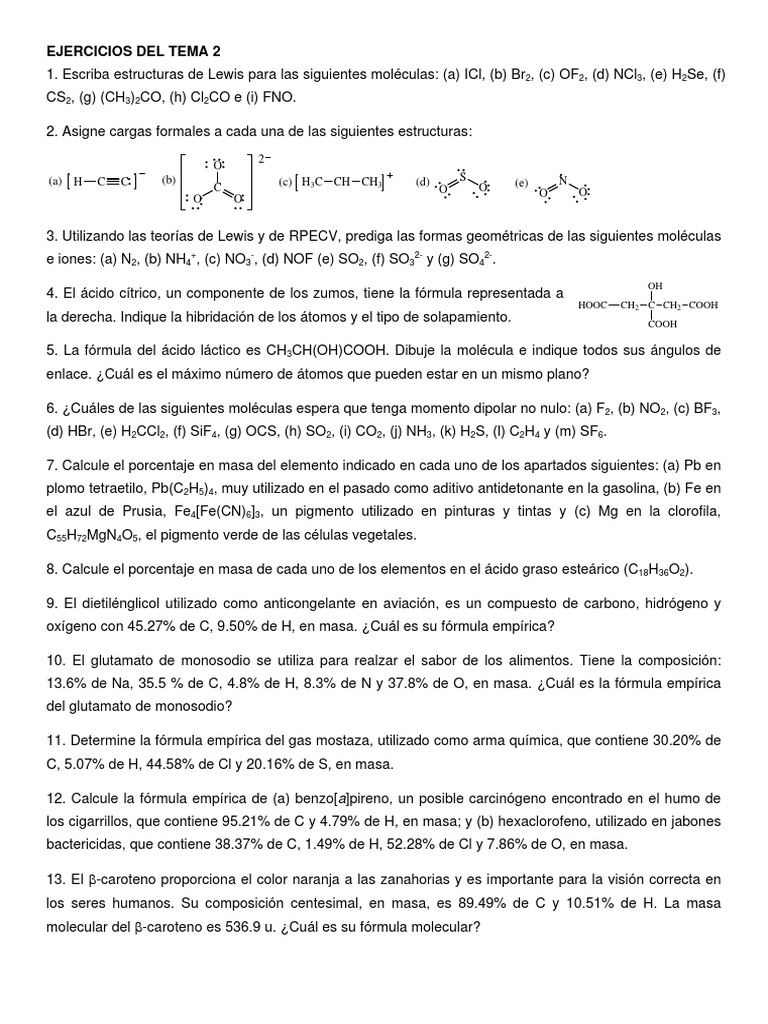 Problemas Tema 2 | PDF | Etanol | Sustancias químicas
