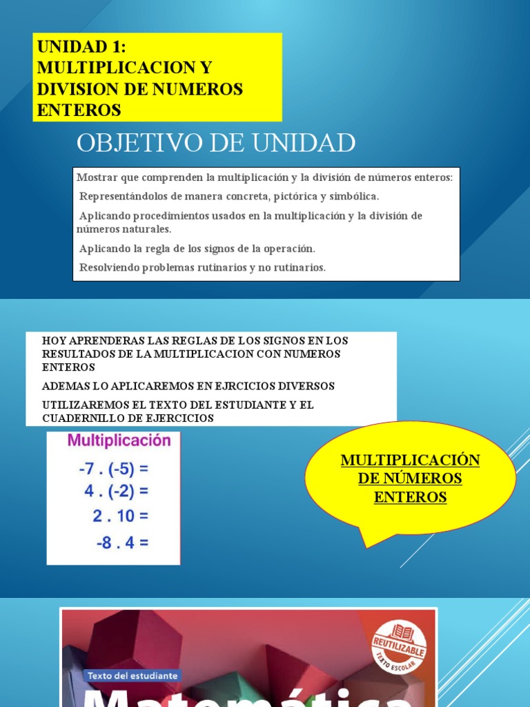 Multiplicación y División de Enteros | PDF | Multiplicación | Entero