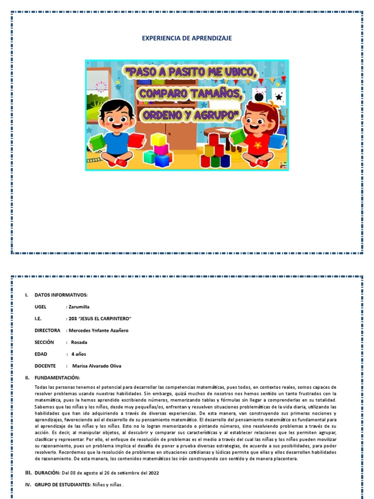 Experiencia de Aprendizaje (REVISAR) | PDF | Aprendizaje | Pensamiento