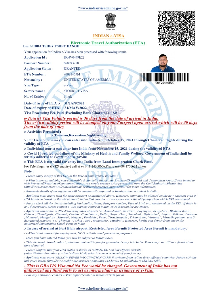 Electronic Travel Authorization (ETA) : Indian E-Visa | Download Free ...