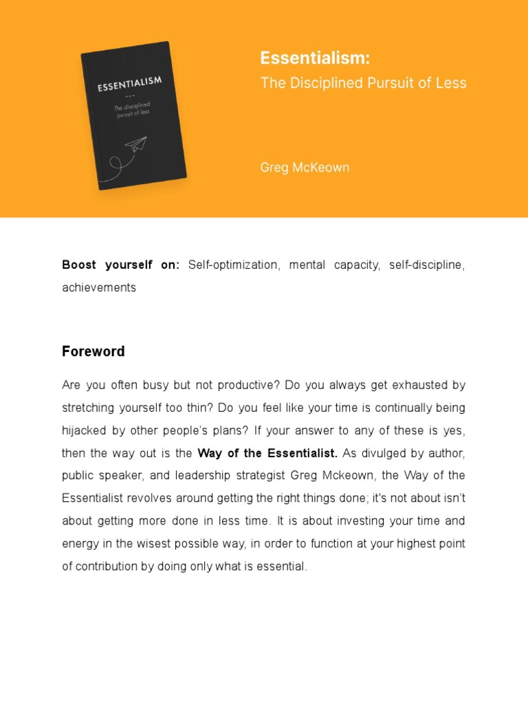 The Path to Essentialism: Focusing on What Truly Matters Through Self ...