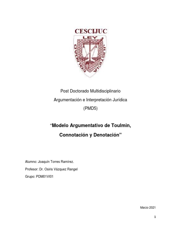 Modelo Argumentativo de Toulmin JOAQUÍN TORRES RAMÍREZ | PDF ...