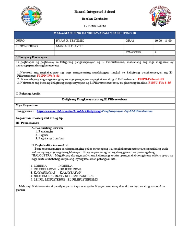 Department of Education Demo Filipino 10 | PDF