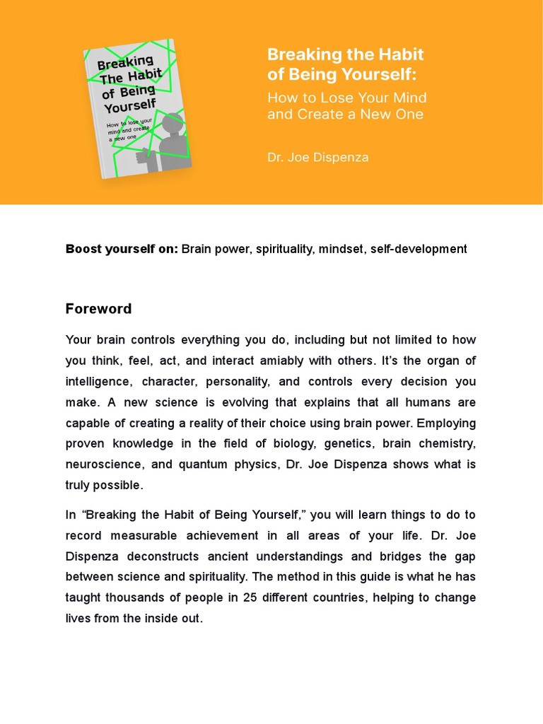 Breaking The Habit of Being Yourself | PDF | Mind | Thought