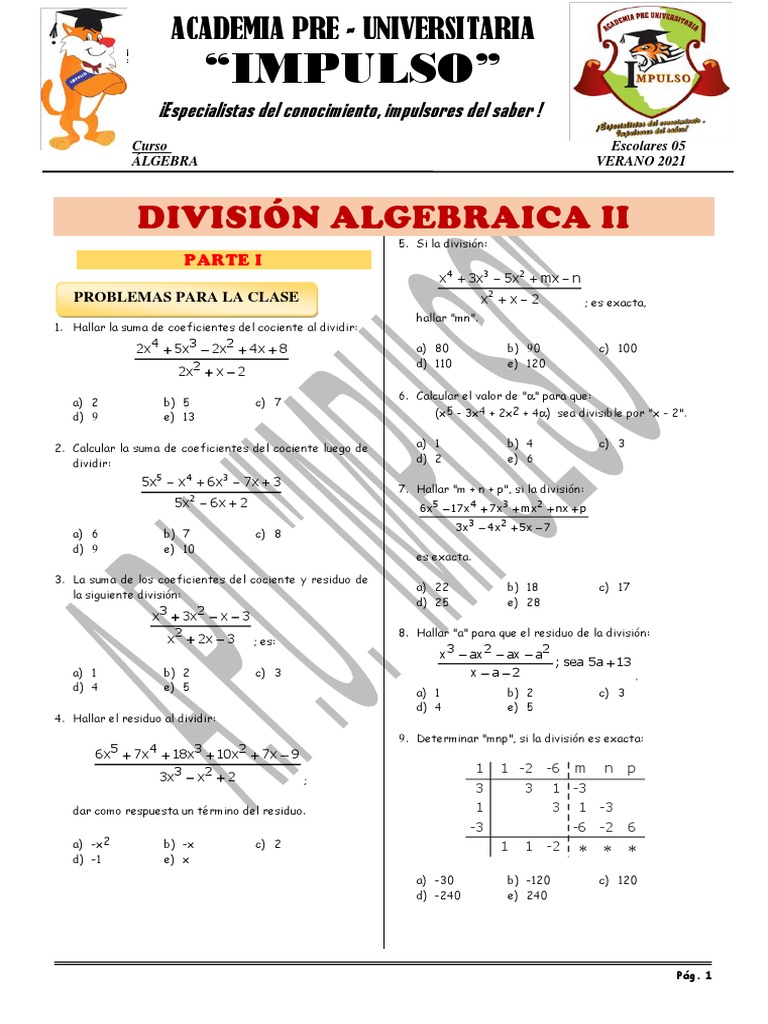 Álgebra 05 | PDF | División (Matemáticas) | Análisis numérico