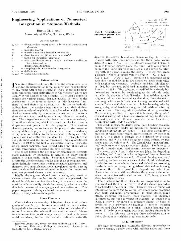 Numerical Integration Stiffness Irons 66 | PDF | Finite Element Method | Integral