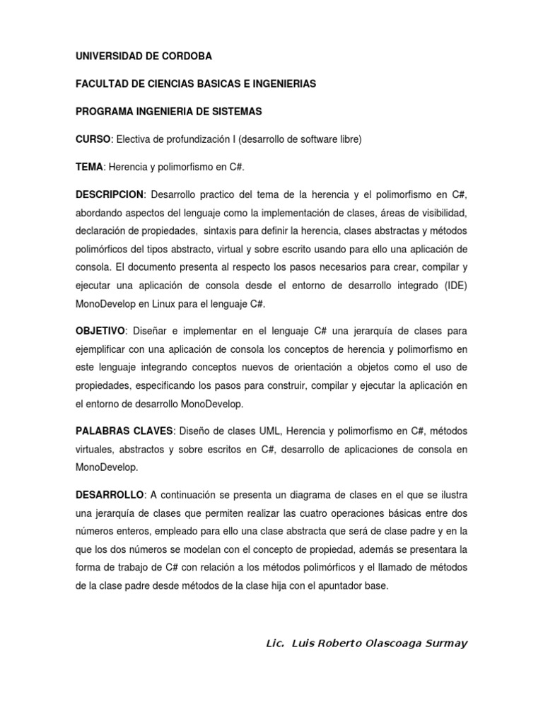 Herencia y Polimorfismo en CSharp | PDF | Herencia (Programación ...