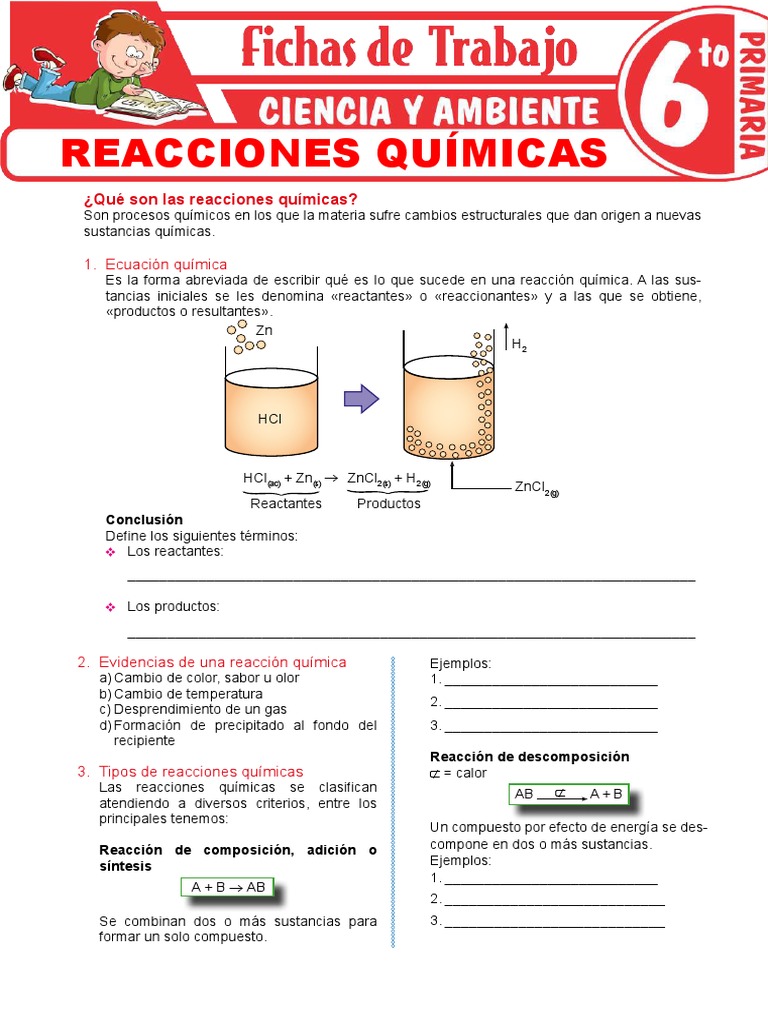 Reacciones Químicas para Sexto Grado de Primaria | PDF | Reacciones ...