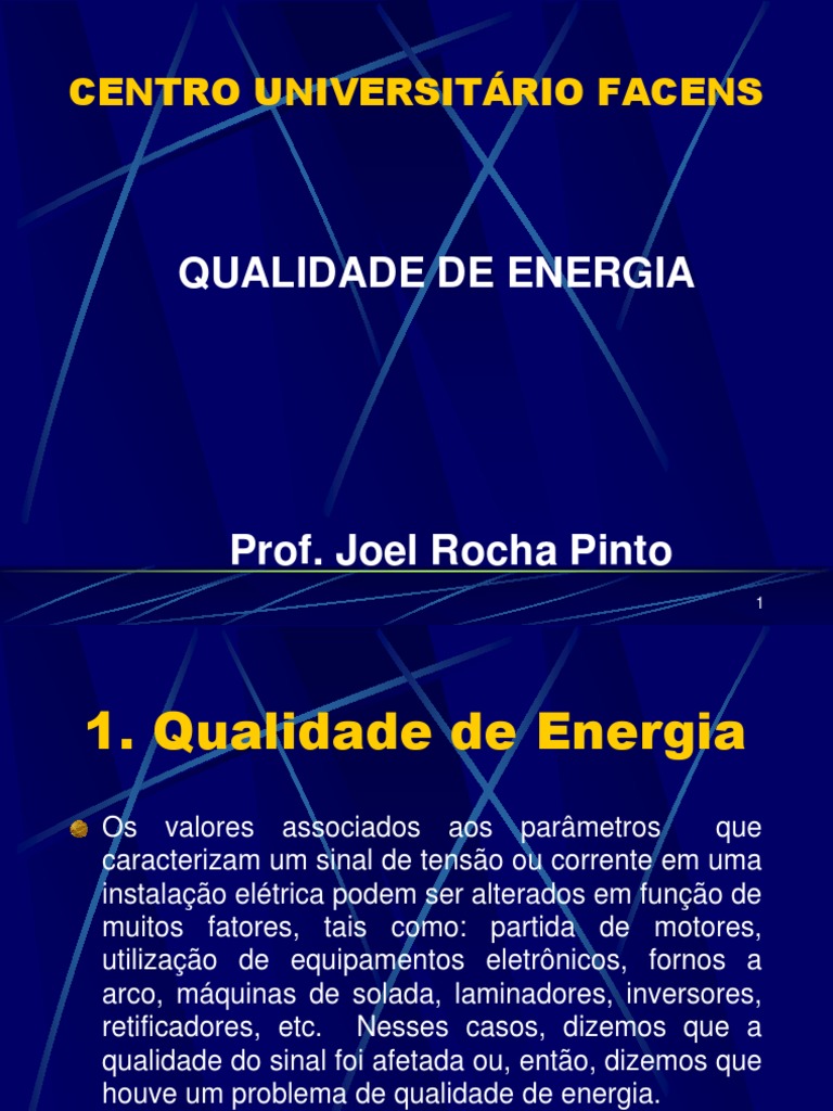 Qualidade de Energia - Aula 1 - Joel | PDF | Rede elétrica | Capacitor