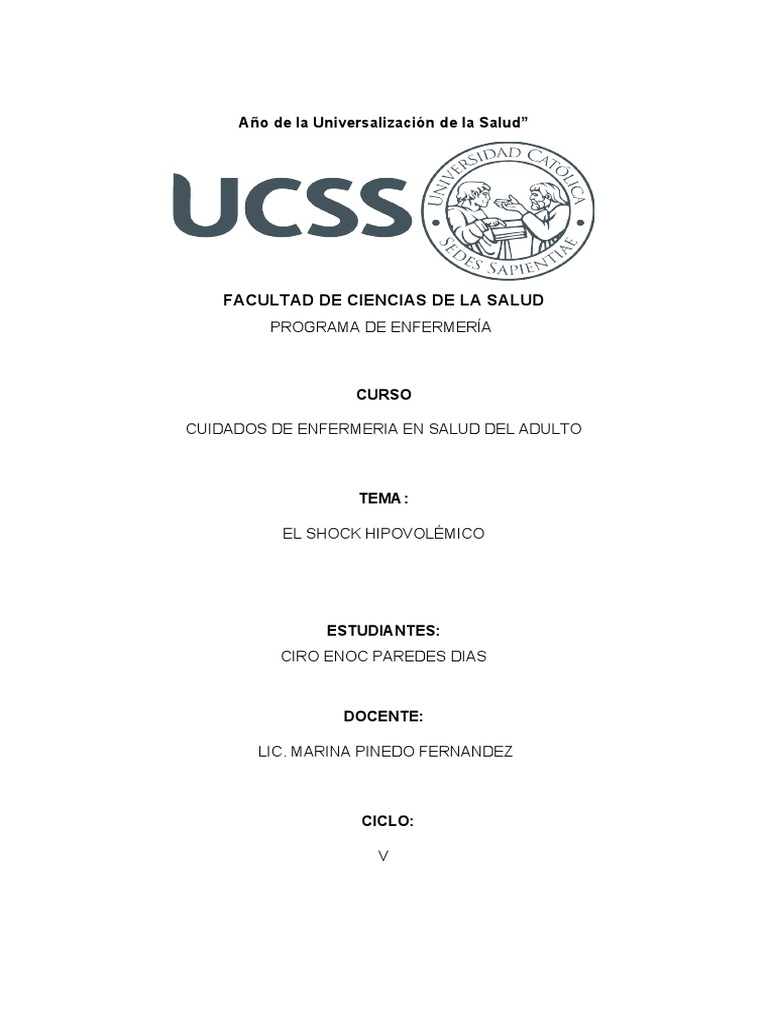 El Shock Hipovolémico | PDF | Choque (circulatorio) | Medicina CLINICA