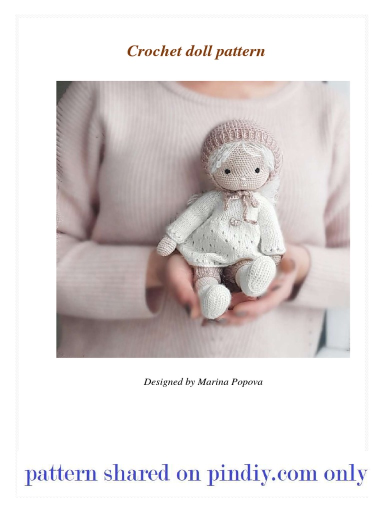 Crochet Doll Pattern: Designed by Marina Popova | PDF | Embroidery ...