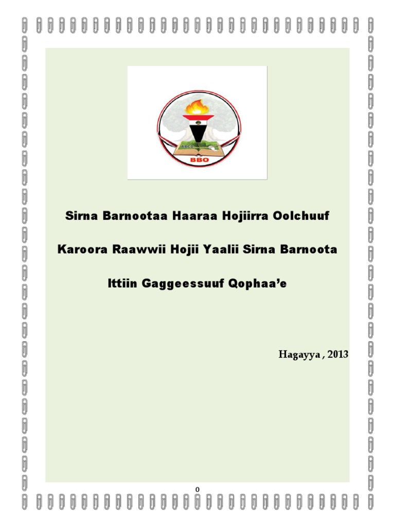 Karoora Barnoota Yaalii Raawwachiisuuf Qophaae | PDF
