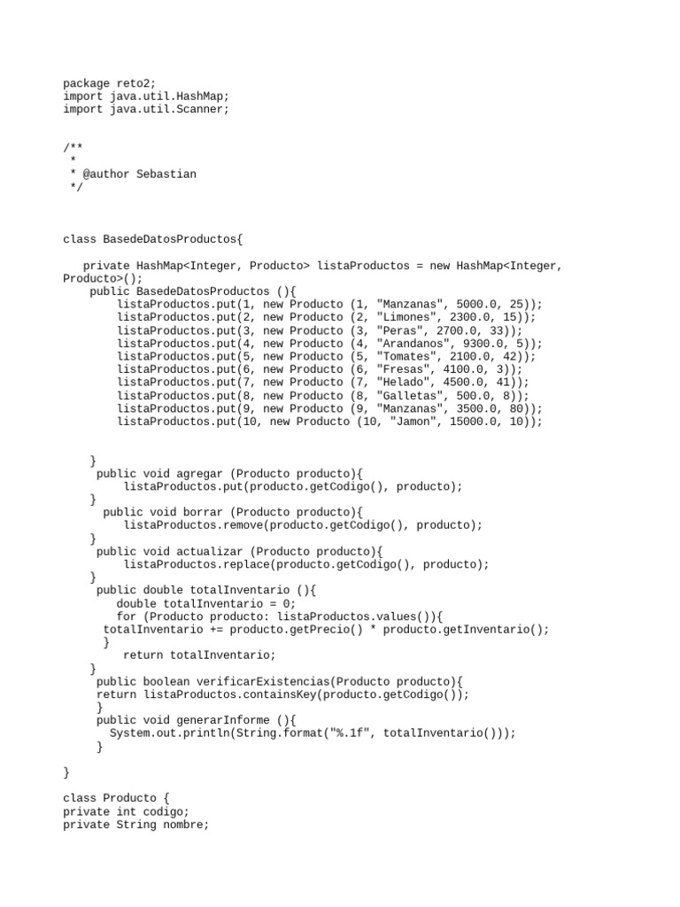 Codigo Java Reto 2 | PDF | Ingeniería de software | Informática Codigo Java Reto 2 | PDF | Ingeniería de software | Informática