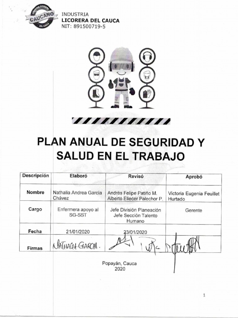 Plan Anual de Seguridad y Salud en El Trabajo SG-SST | PDF