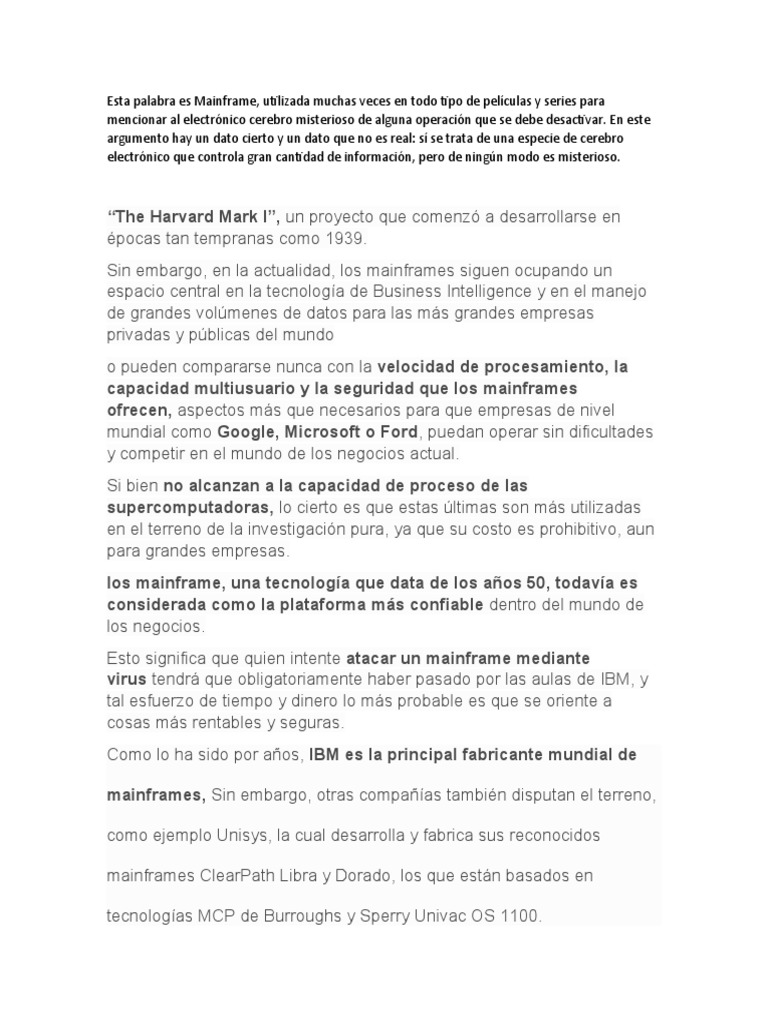 Mainframe | PDF | Computadora central | Ibm