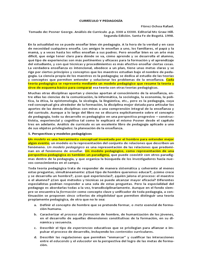 M2 Esquemas Modelos Pedagogicos Rafael Florez | PDF | Plan de estudios | Método de enseñanza