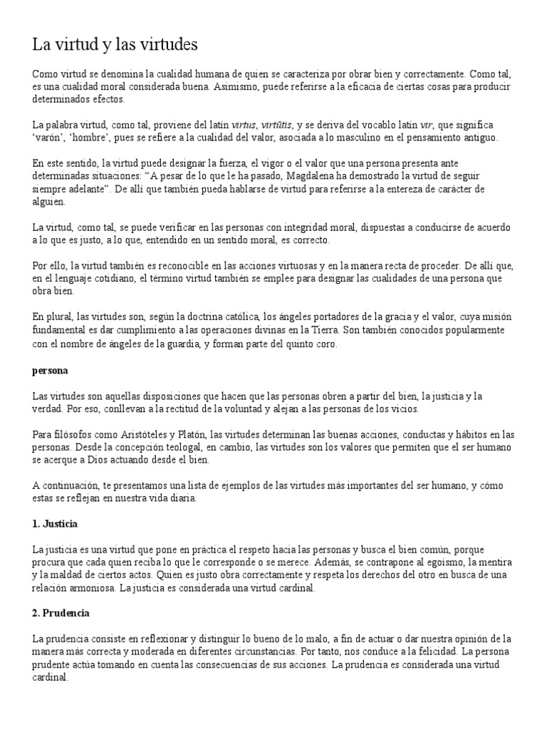 La Virtud y Las Virtudes | Descargar gratis PDF | Fe | Justicia