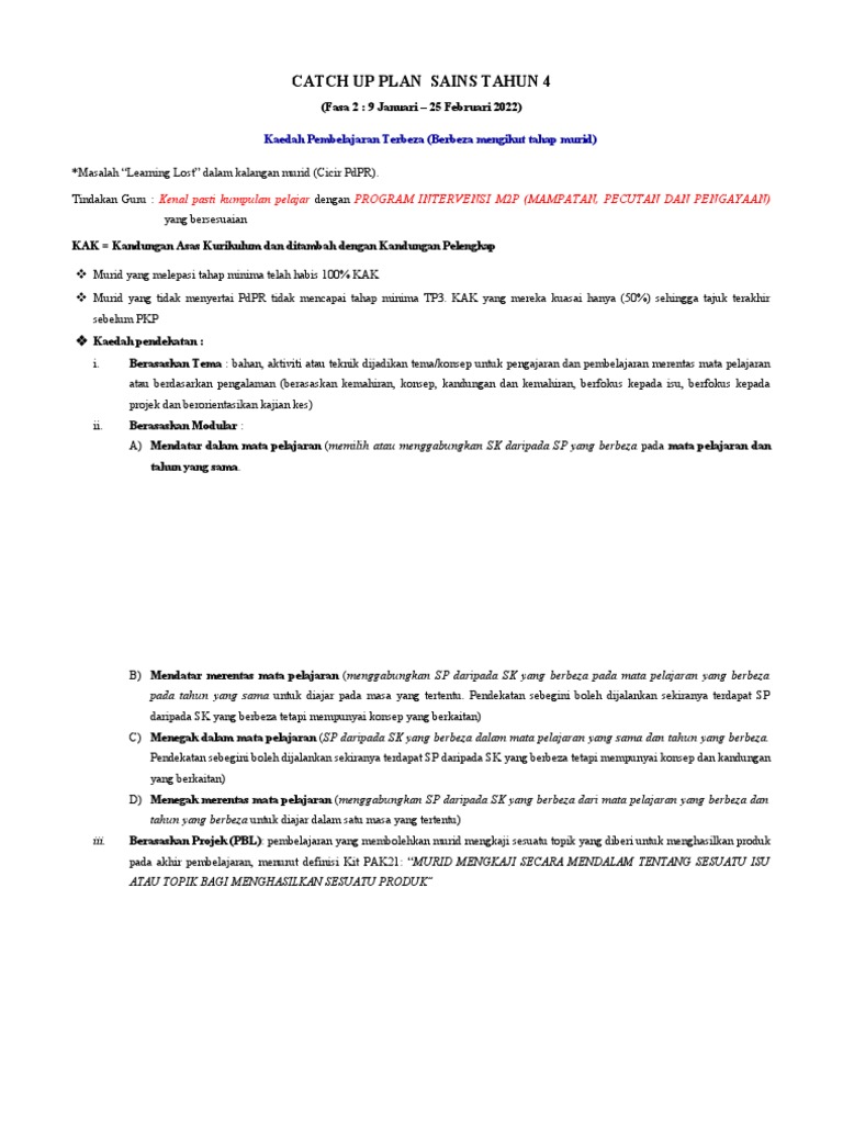 Intervensi Panitia Sains Tidak Mencapai MTM | PDF