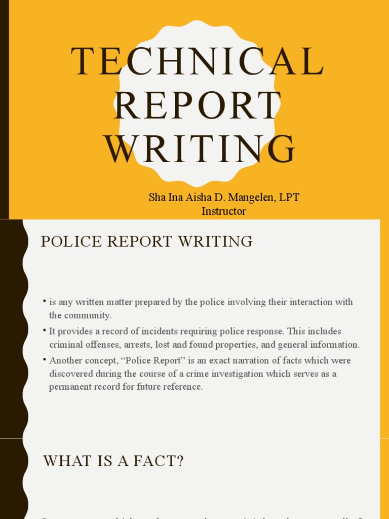 Technical Report Writing (Police Report) | PDF