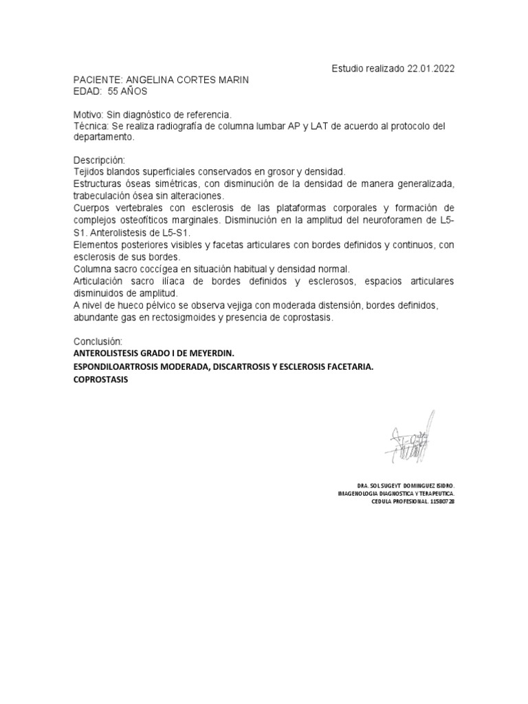 Análisis de Discopatías y Coprostasis | PDF | Imagenes medicas | La ...