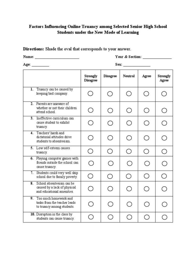 Factors Influencing Online Truancy Among Selected Senior High School ...