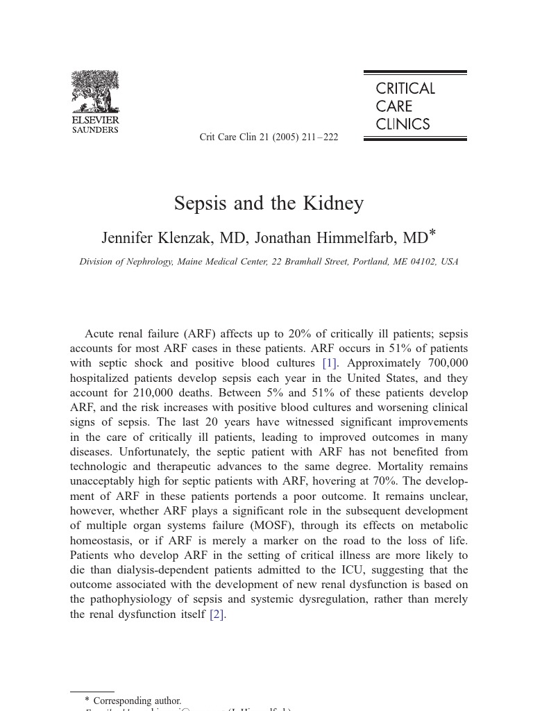 Sepsis-Induced Acute Renal Failure | PDF | Inflammation | Coagulation