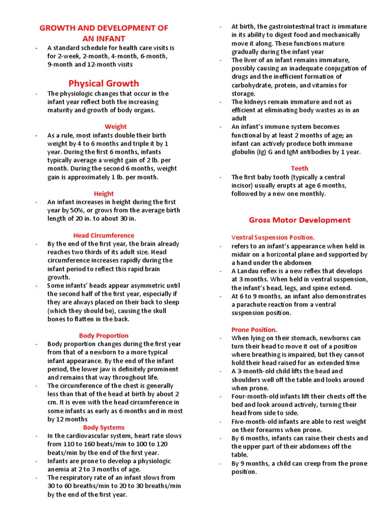 Growth and Development of An Infant | PDF | Infants