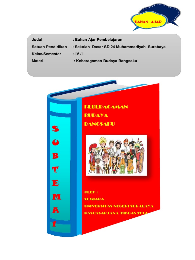 Bahan Ajar Tema Keanekaragaman Budaya Bangsaku | PDF | Ilmu Sosial | Kajian Bahasa Asing